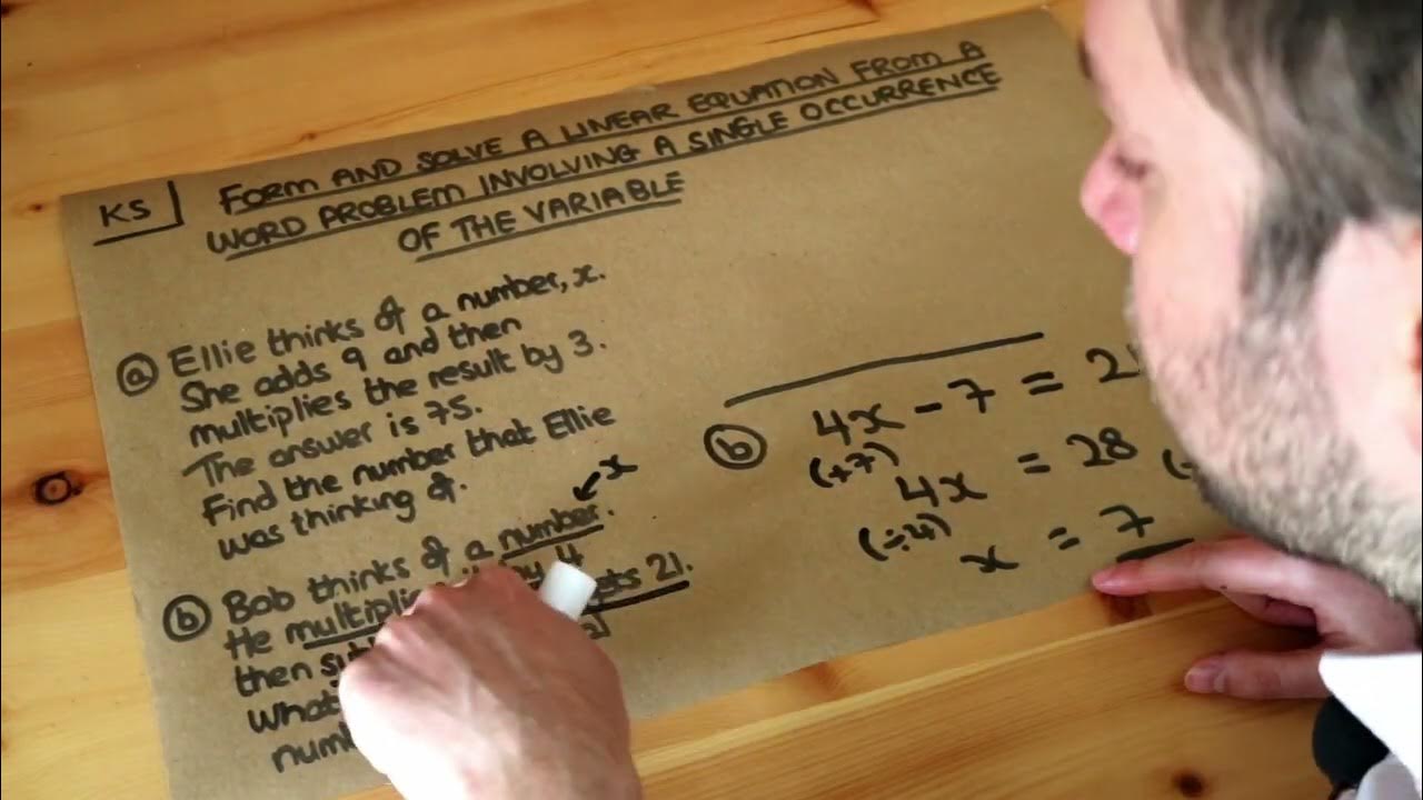 Form and solve a linear equation from a word problem involving a single ...