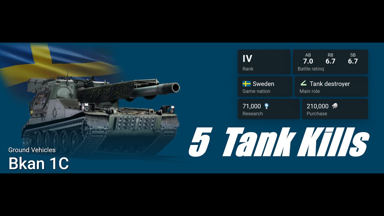 [ WarThunder / Bkan 1C / Sweden ] - Realistic Battle Gameplay - 5 Tank ...