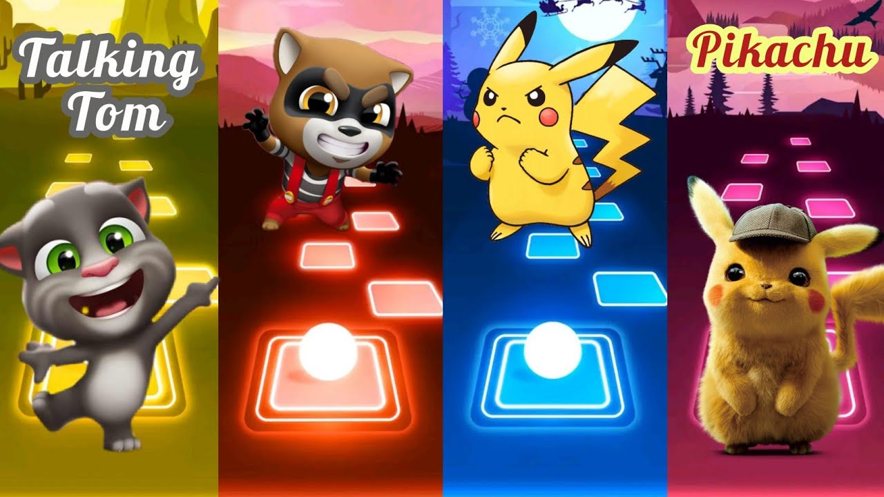 Talking Tom Vs Pikachu Tiles Hop Music Game - YouTube