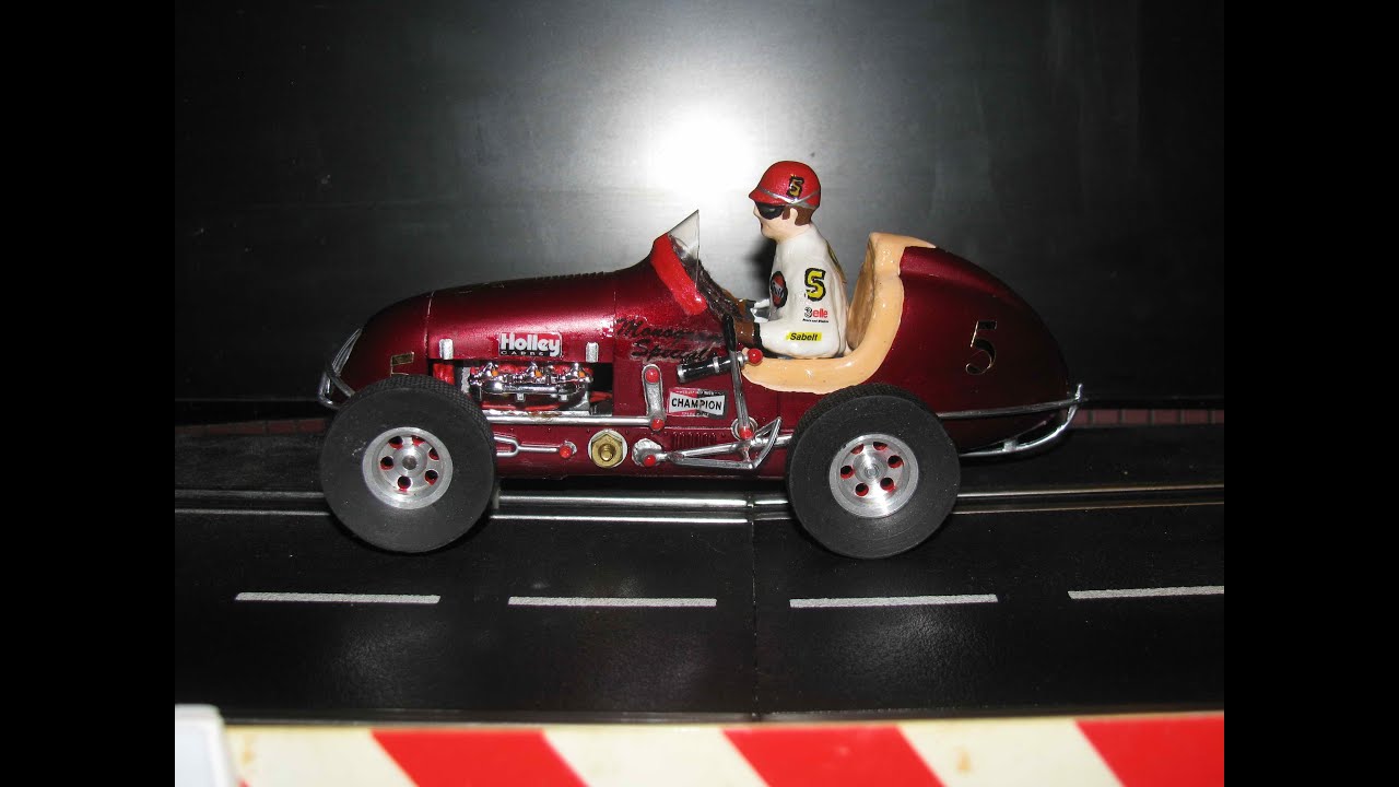 Monogram Midget Kurtis Ruby Red Racing Special Slot Car on Track - YouTube
