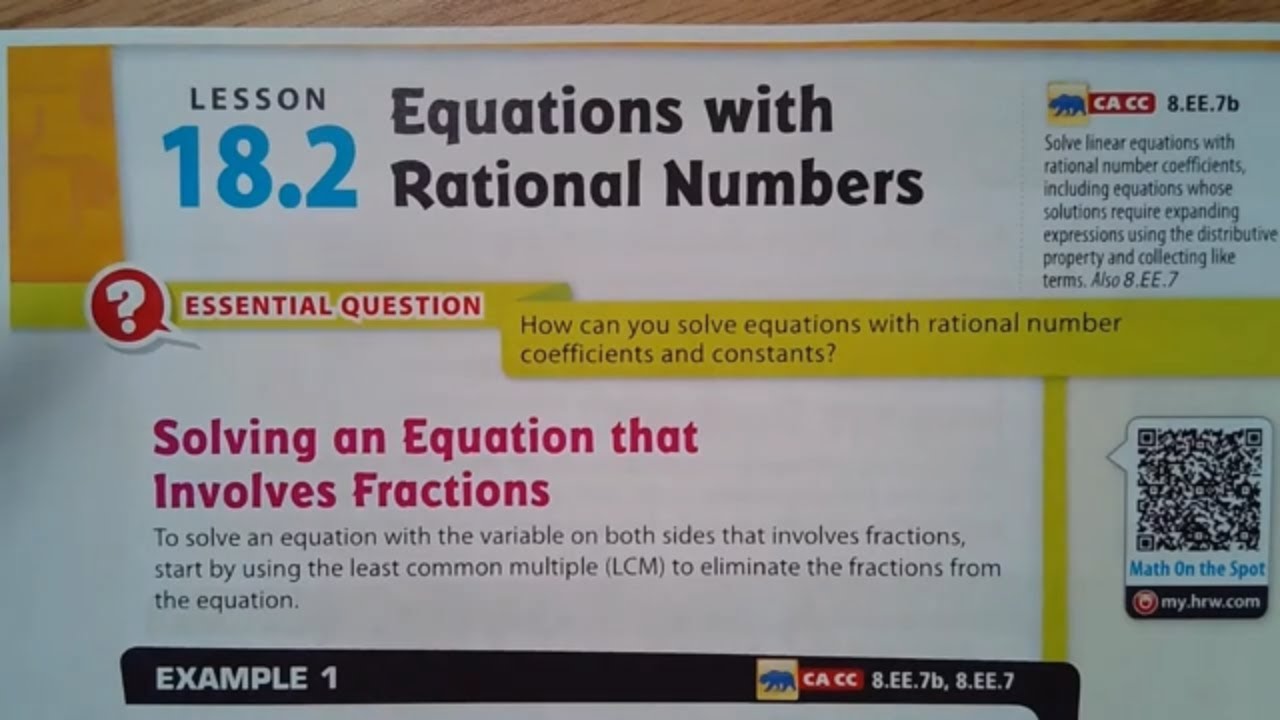 Lesson 18.2 Equations with Rational Numbers on Go Math! - YouTube