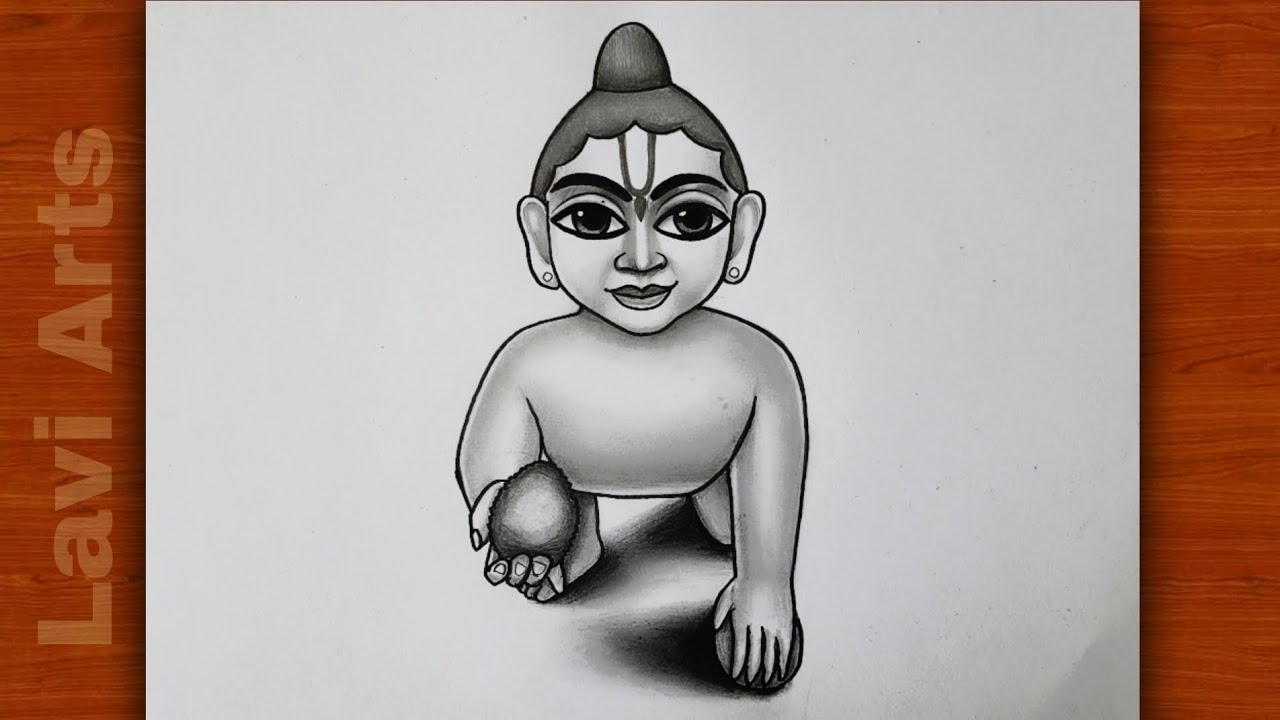 How to draw krishna Laddu Gopal ( Easy step by step ) | Krishna rawing ...