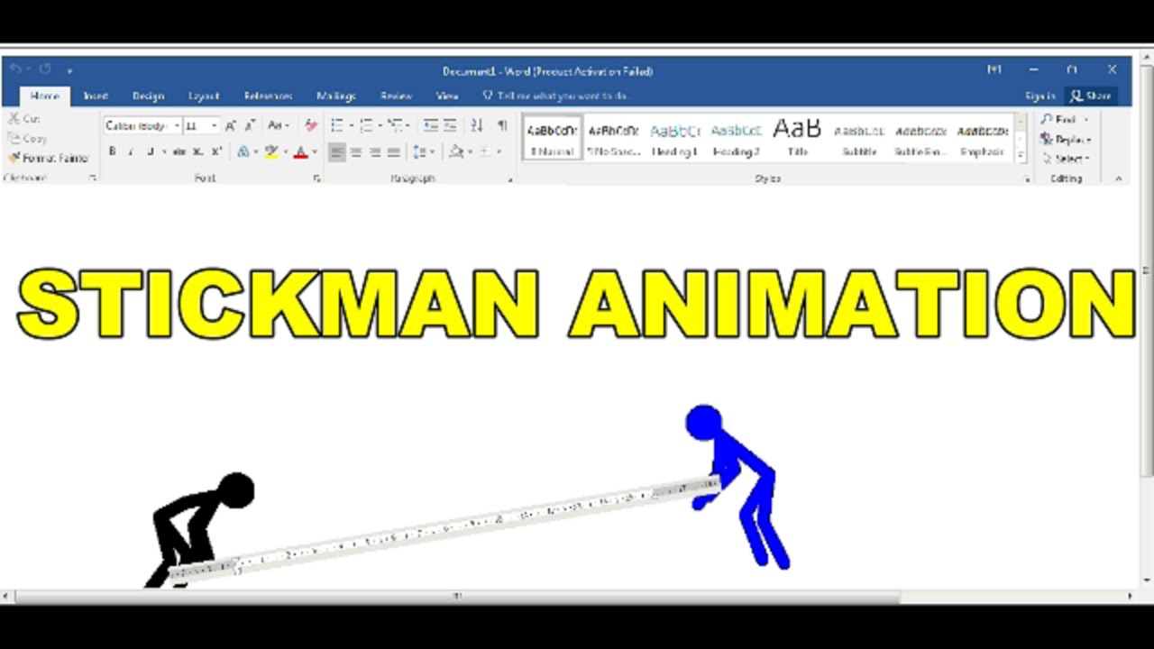 stickman animation build ms word - YouTube