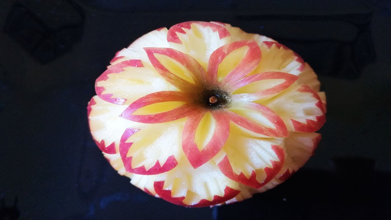 Art Of Beautiful Carving Apple Fruit Decoration - YouTube