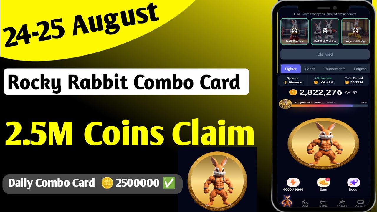 24-25 August Rocky Rabbit combo card || today Rocky Rabbit combo card ...