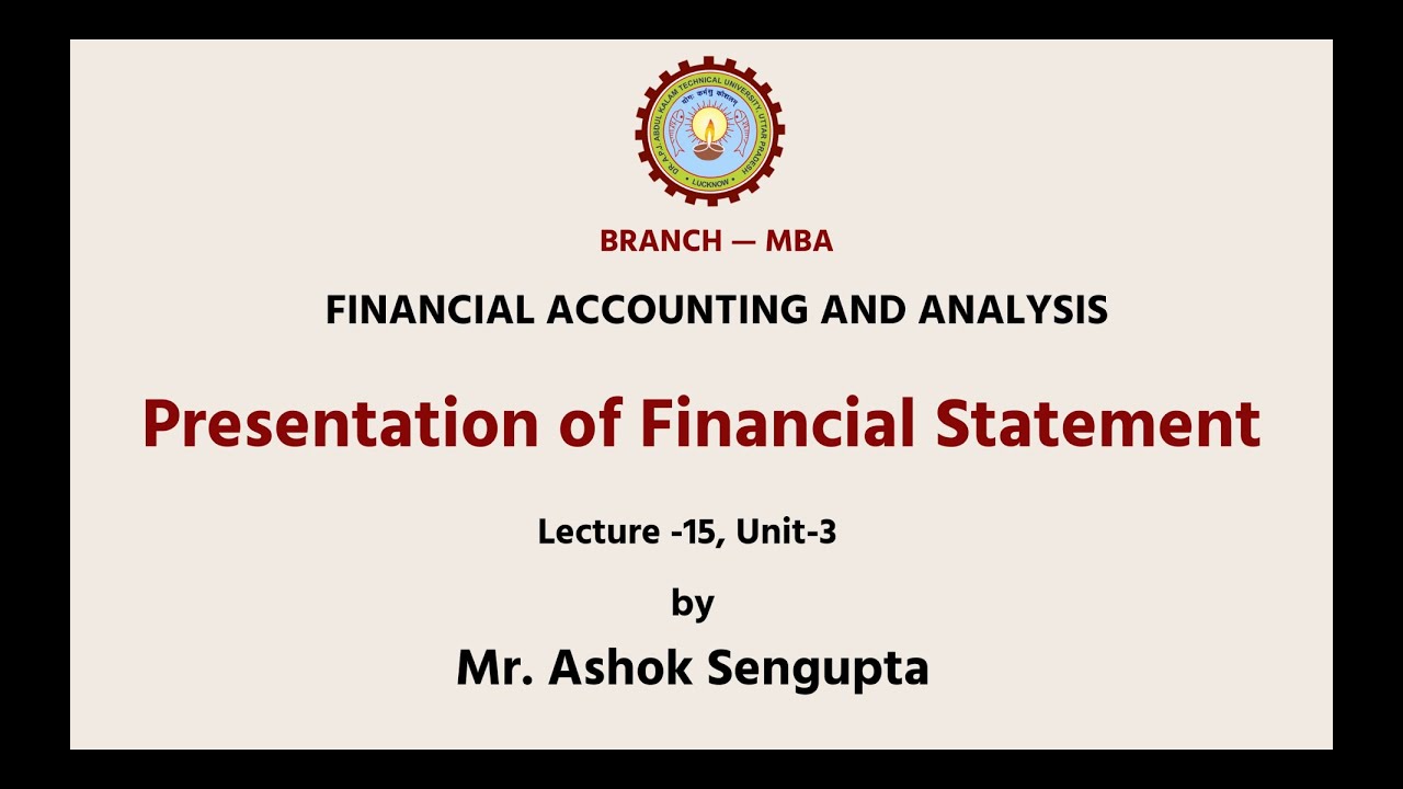 Financial Accounting & Analysis | Presentation of Financial Statement ...
