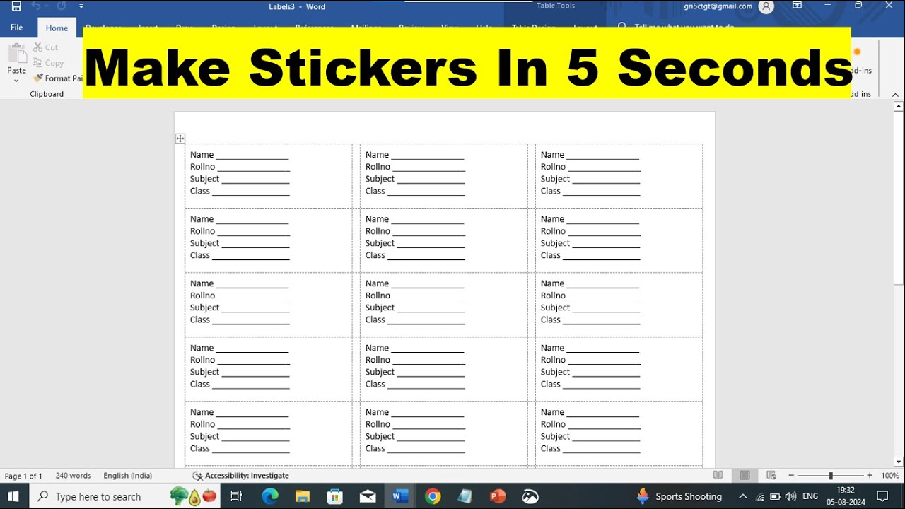 How To Make Stickers In MS Word | Making Name Stickers In MS Word ...