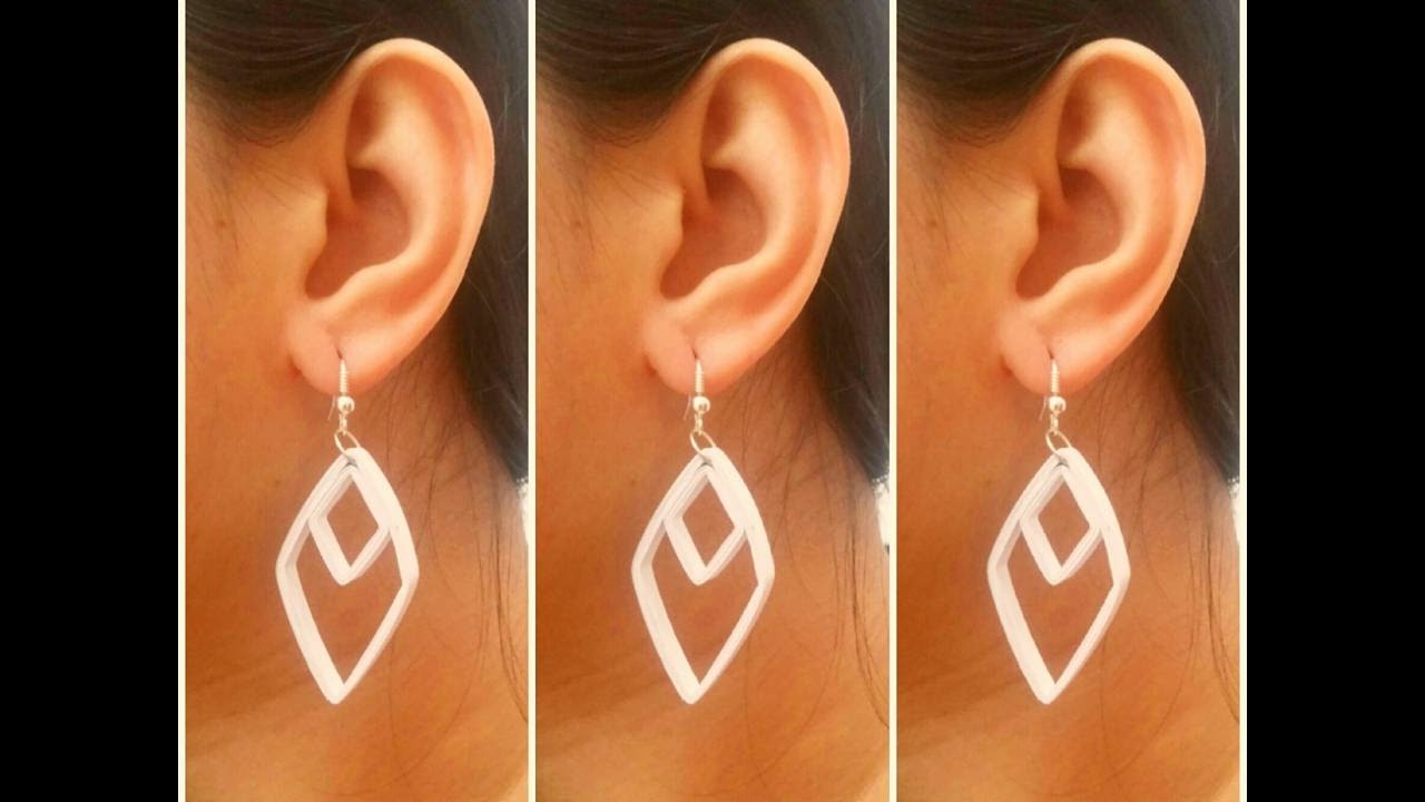 Quilling Diamond shaped Earring Tutorial / Design 45 - YouTube