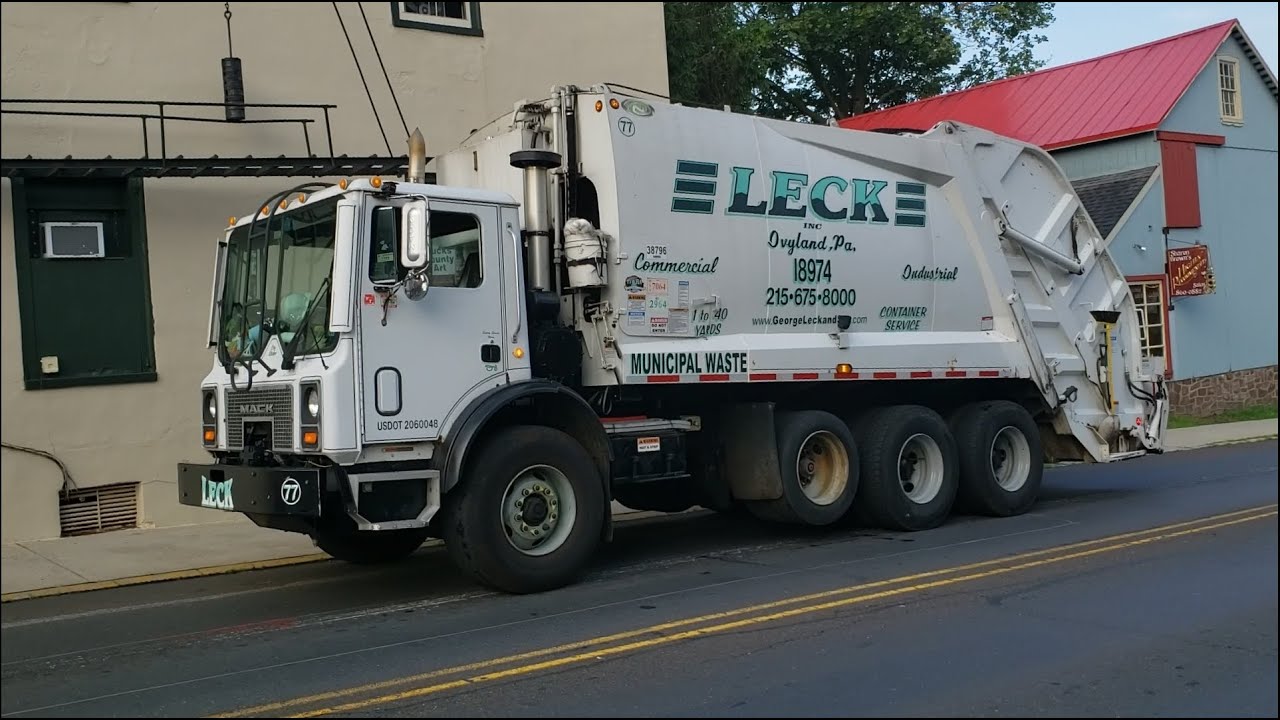 Leck Waste Services Mack MR NewWay King Cobra rear loader garbage truck! - YouTube