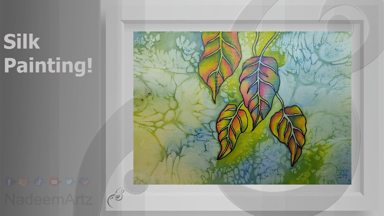 Silk painting | Textile Techniques | Hand Painting | Leaves Drawing ...