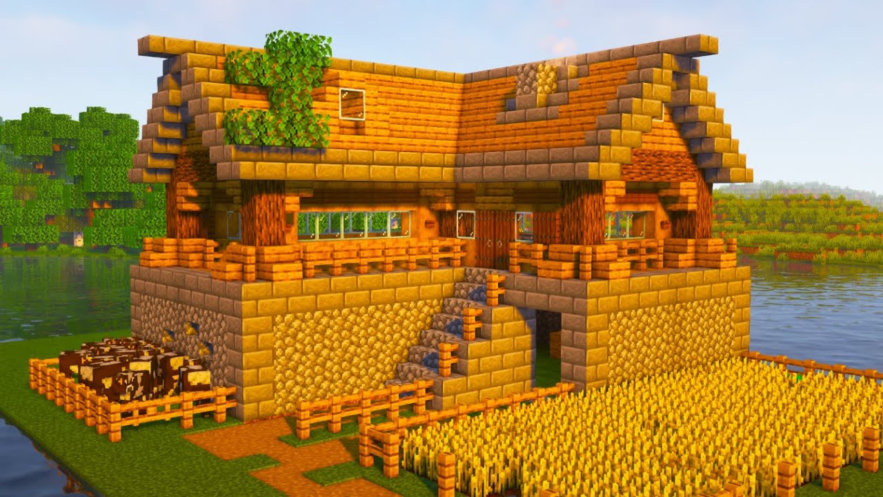 Minecraft - How to build a Starter Farm House - YouTube