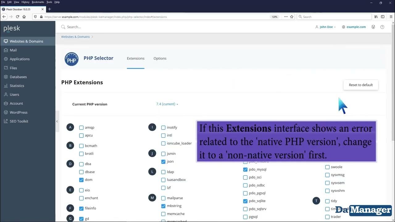 How To Enable Ioncube Loader Using Cloudlinux Selector In Plesk Da Manager Youtube