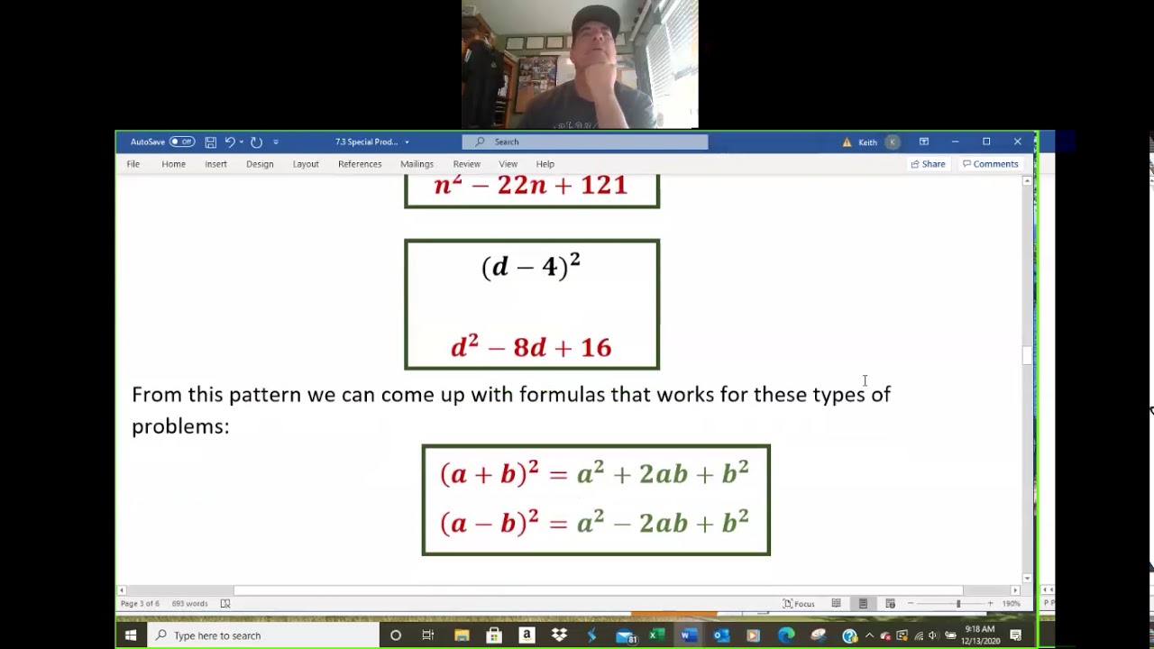 7 3 Special products of polynomials - YouTube