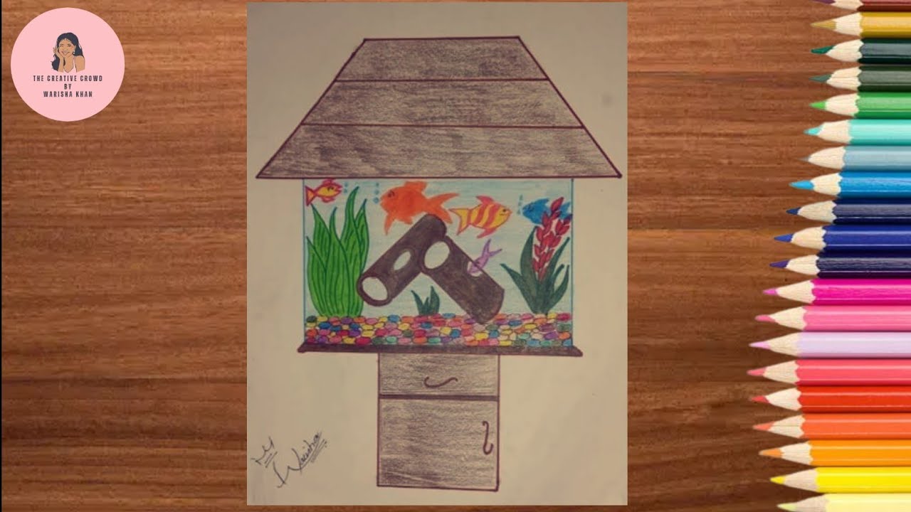 How to draw a fish 🐠 aquarium || step by step || drawing for beginners ...