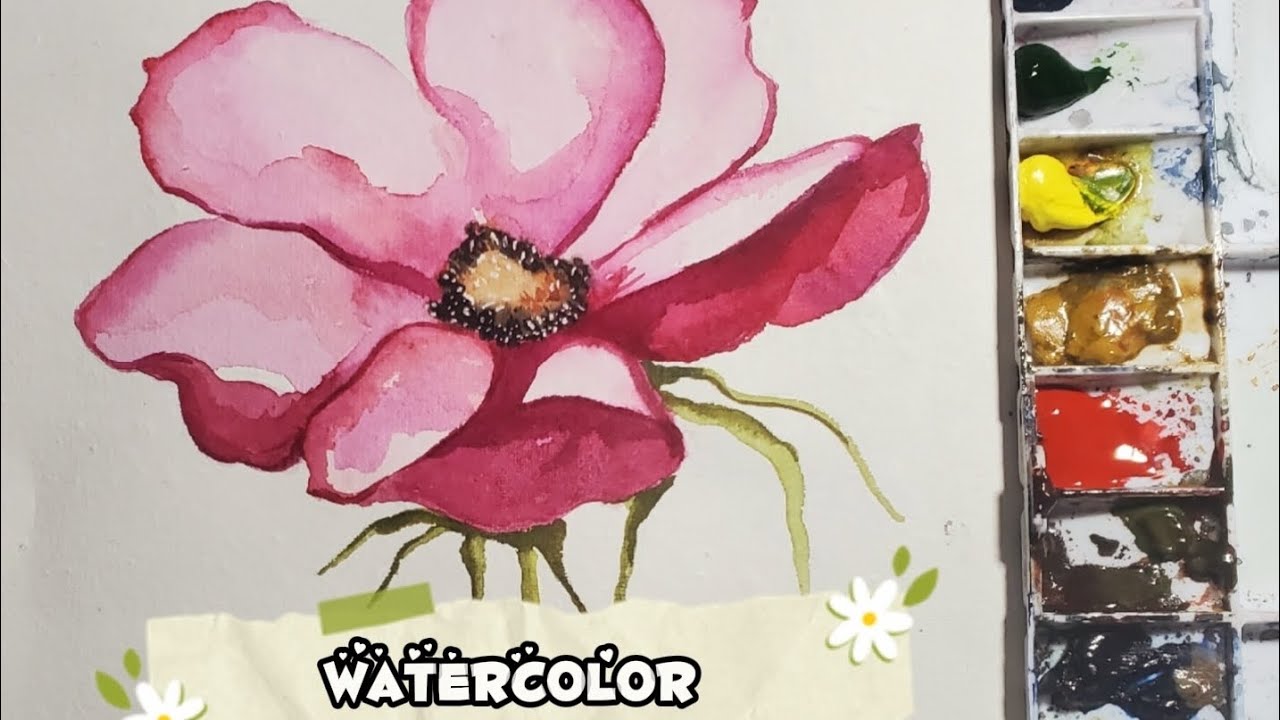 Easy Flower Watercolour Painting - YouTube