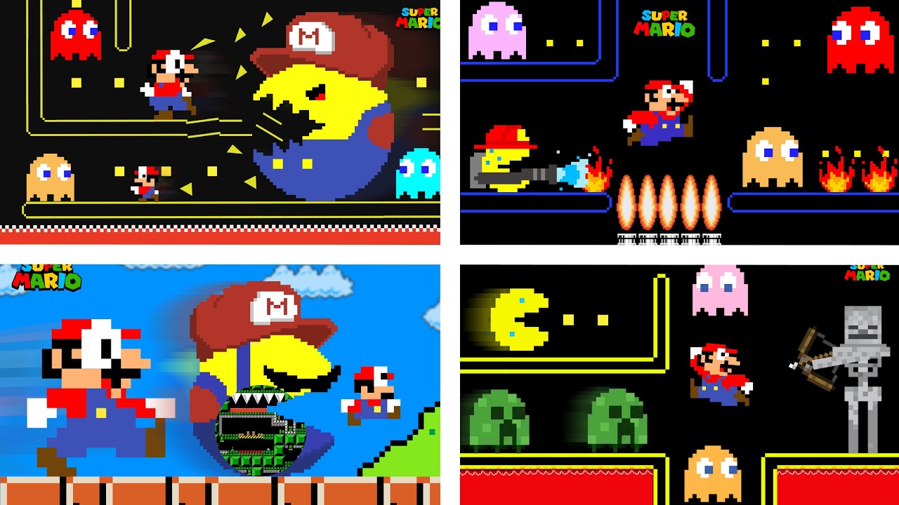 Funny Mario : Pac man vs Mario's ALL EPISODES in Super Mario Bros ...