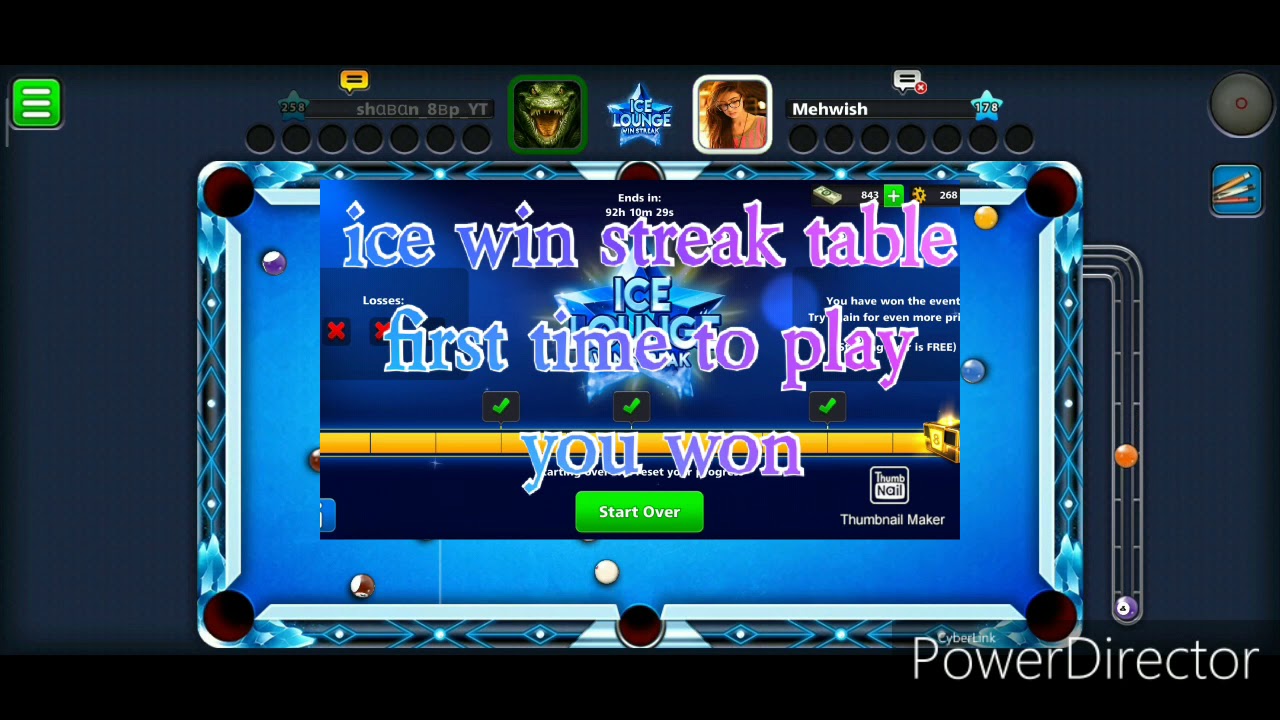 8eight ball pool new ice win streak table how to win the match😎😛 - YouTube