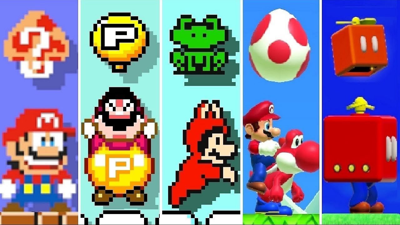 Super Mario Maker 1 & 2 - All Mario Power-Ups - YouTube