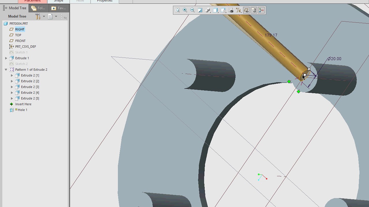 Creo Gear plate Hole Axis pattern - YouTube