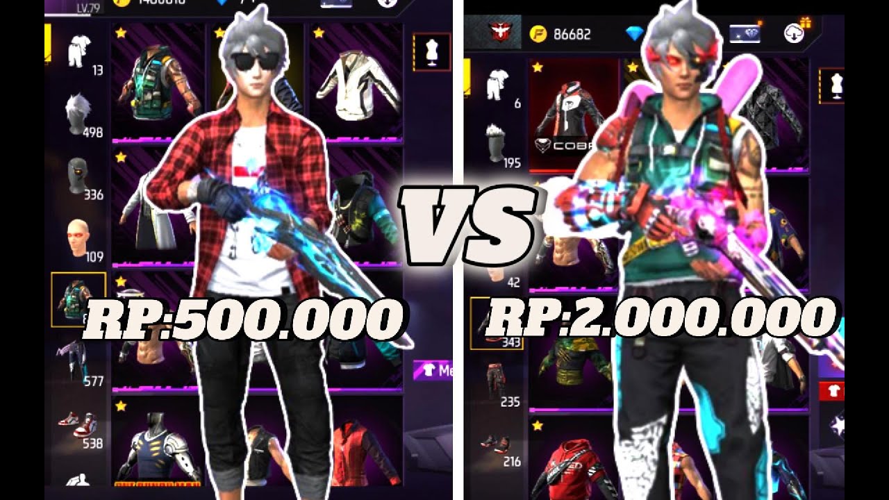 REVIEW AKUN FF HARGA RP 2.000.000 VS RP 500.000 - YouTube