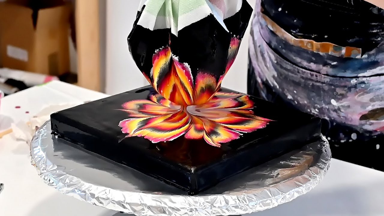 Reverse Flower Dip with Glue Pouring Medium ~ Fluid Art Tutorial ...