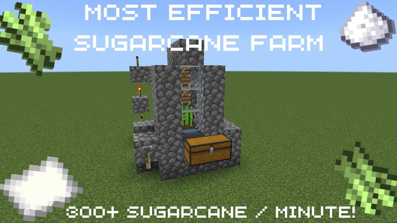 MOST Efficient Sugarcane Farm - Minecraft Bedrock - YouTube
