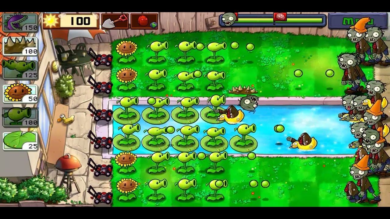 Plants V/s Zombies Pool Level 1 Attacking Human house and plants ...