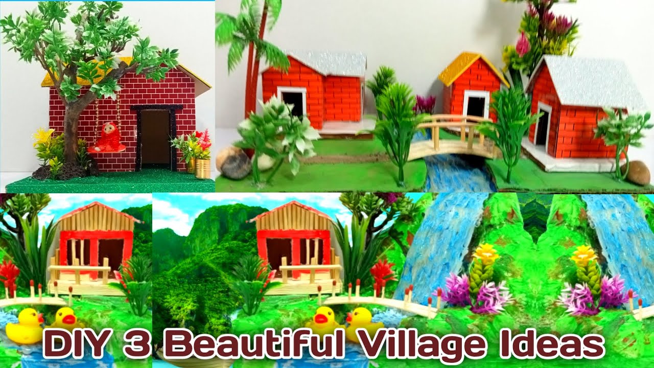 Create 3 beautiful miniature Village Model at Home / DIY 3 Ideas of ...