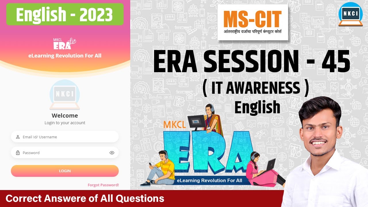 ERA SESSION 45 - 2023 English | MKCL ERA 2023 ERA IT AWARNESS MSCIT ...