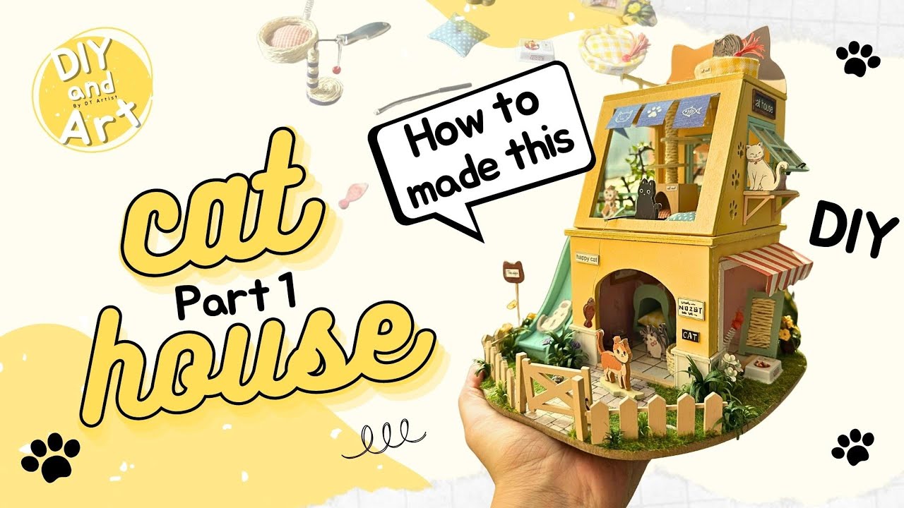 DIY Miniature Dollhouse Crafts| Cat house part 1|How i made - YouTube