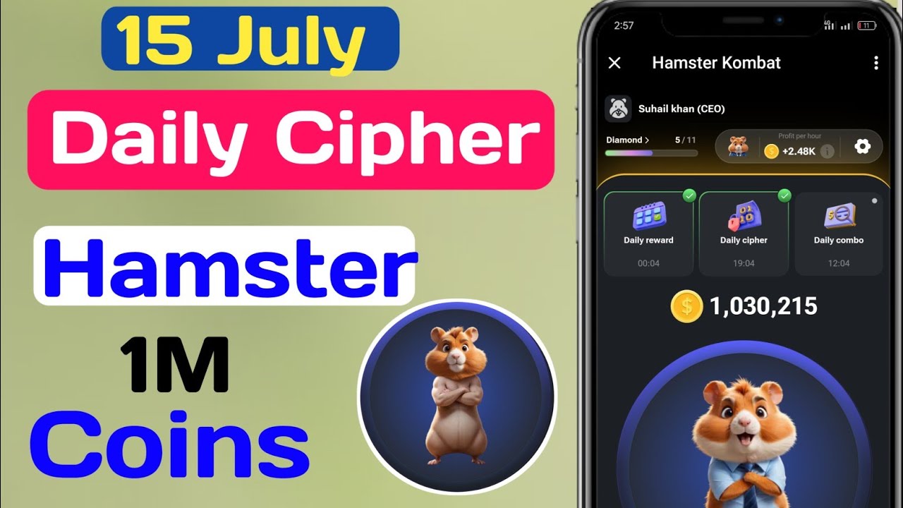Hamster kombo daily cipher code 15 July daily cipher code hamster 10 ...
