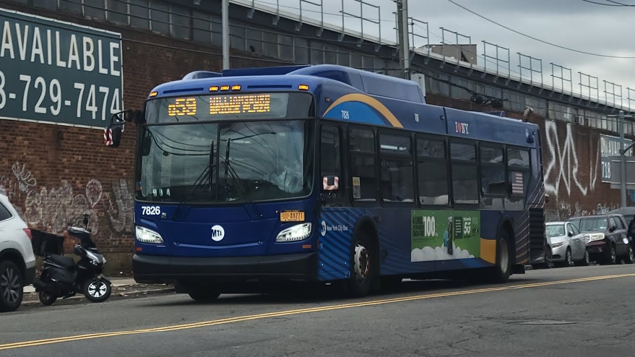 Q59 #7826 Passing Grand Av Bus Depot (1/1/25) - YouTube