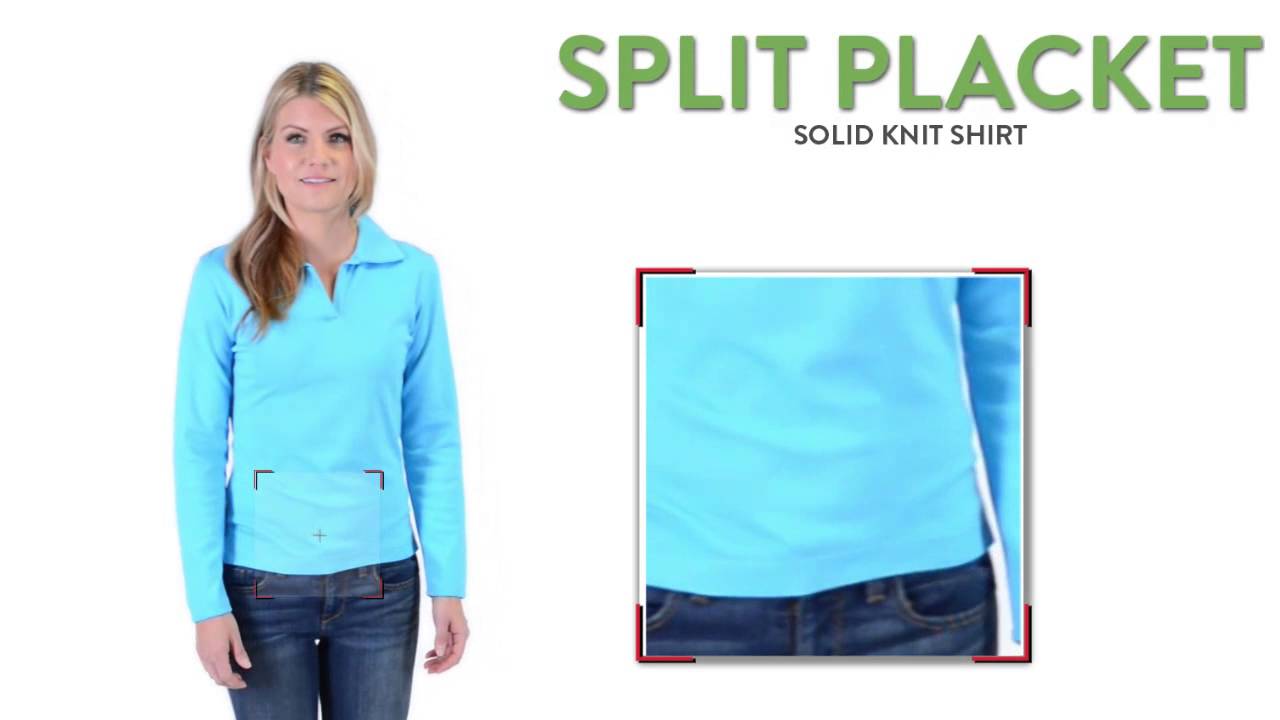 Split Placket Solid Knit Shirt - Long Sleeve (For Women) - YouTube