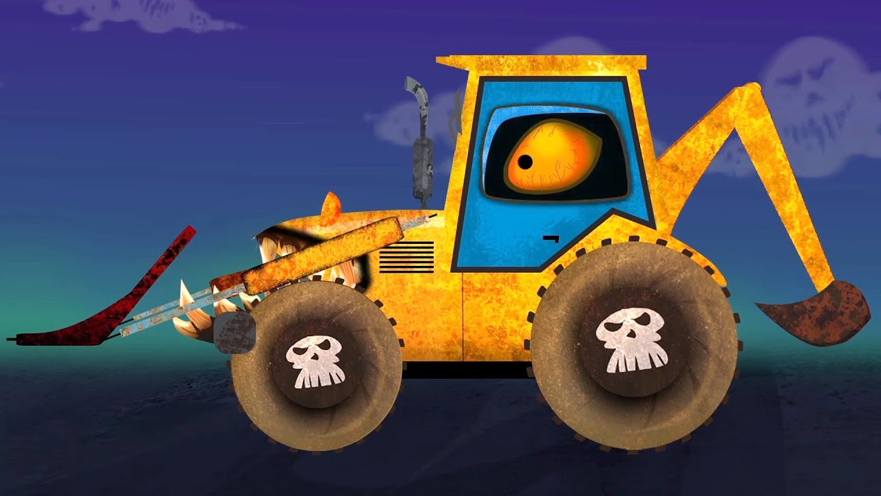 Backhoe Loader + More Halloween Car Cartoon Video For Kids - YouTube