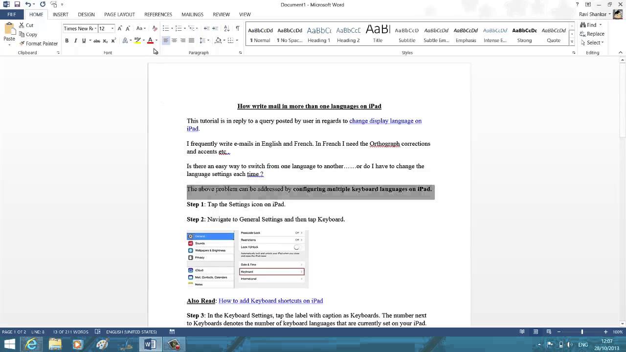 Apply strikethrough style in Word 2013 - YouTube