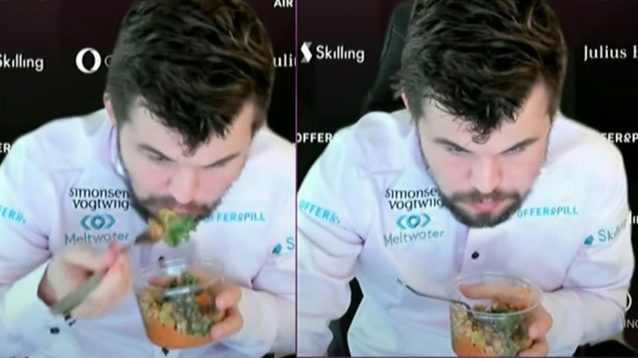 Magnus Carlsen Eats Food While He Plays the Opening Moves Against Levon ...