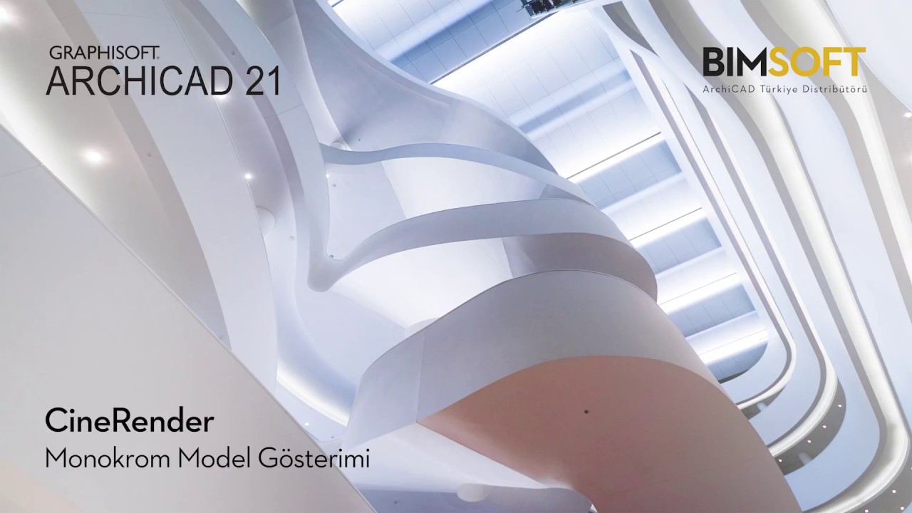 ARCHICAD 21 - CineRender Monokrom Model Gösterimi - YouTube