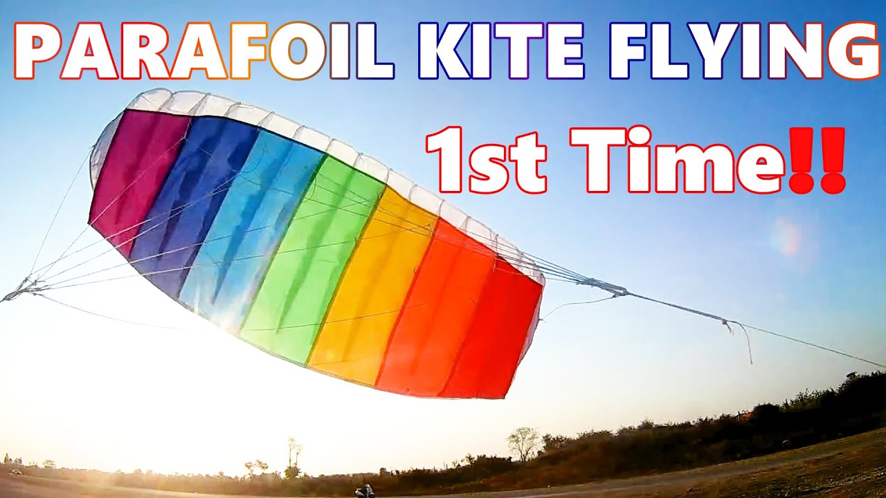 parafoil stunt kite flying first time - YouTube