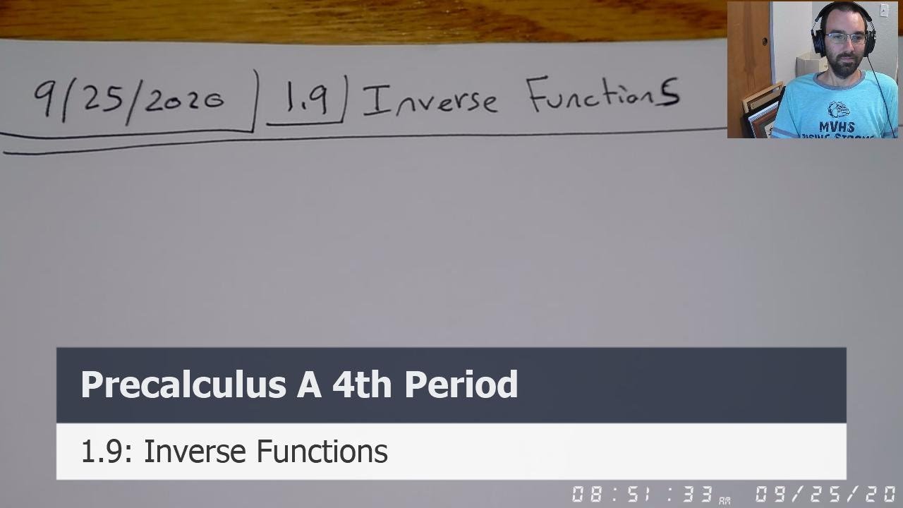 Precalculus A 4th Period: 1.9 Inverse Functions - YouTube