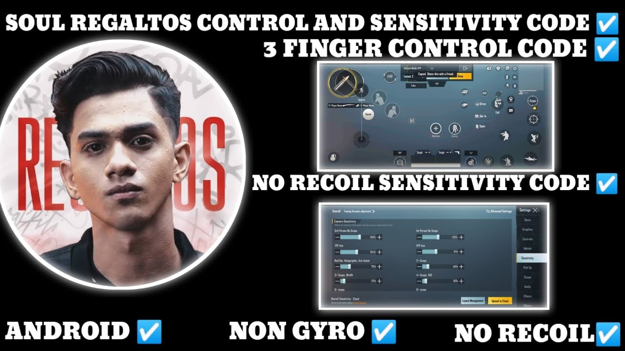 SOUL REGALTOS CONTROL CODE AND SENSITIVITY CODE BGMI 3 FINGER CONTROL ...