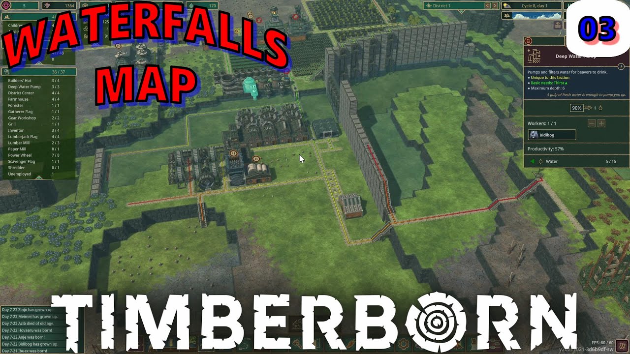 Timberborn / Hard Mode / Waterfalls Map / 03 - YouTube