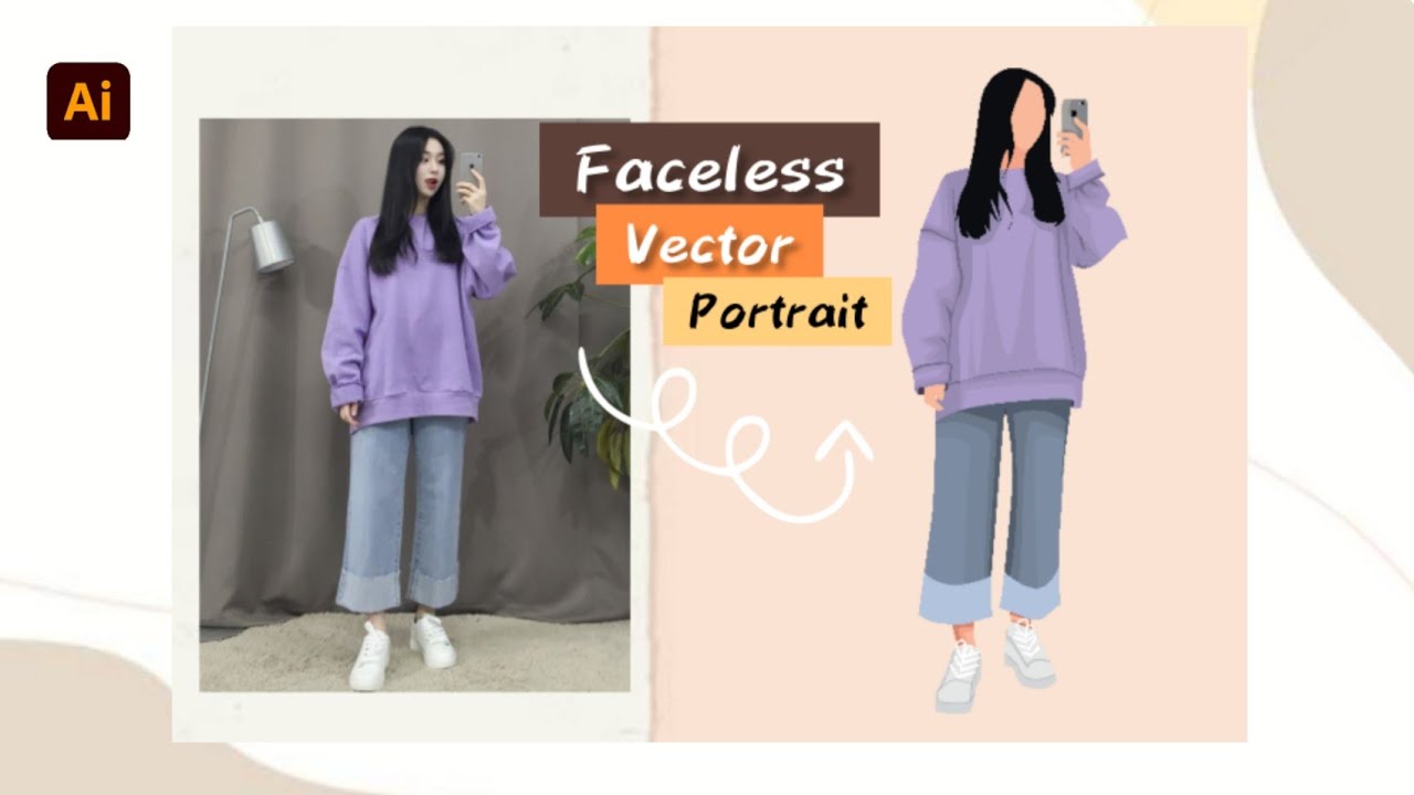 Faceless Vector portrait illustration Tutorial For beginner - Adobe ...