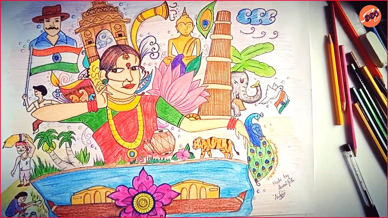 Cultural Diversity of India Drawing | Heritage India Drawing | Easy for ...