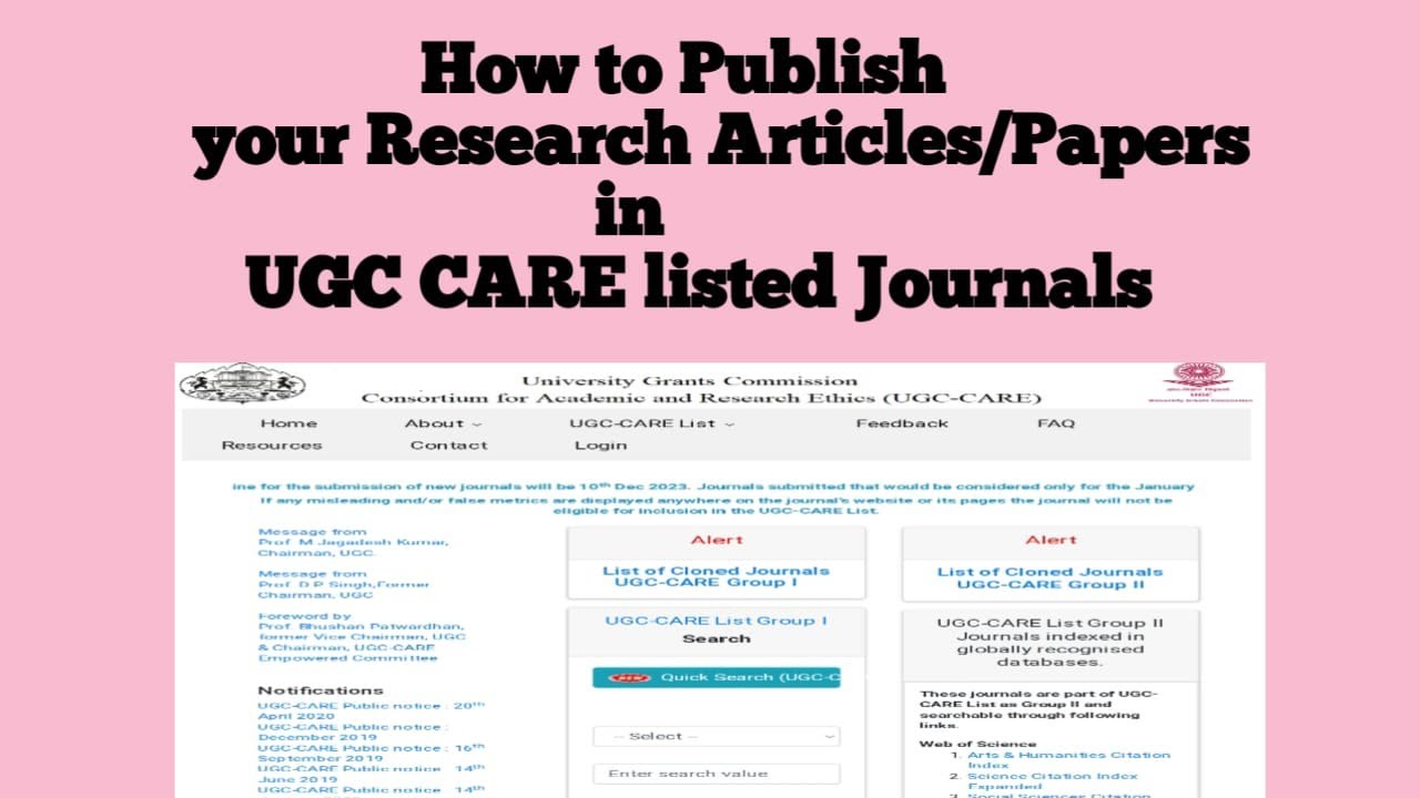 How to Publish your Research Articles/Papers in UGC CARE Journals - YouTube
