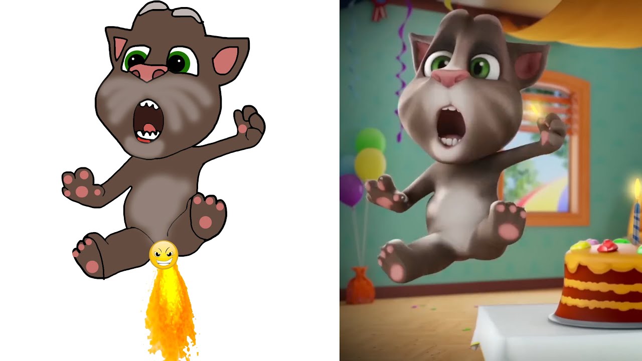 My Talking tom 2 - funny drawing meme | Laugh my talking tom - YouTube