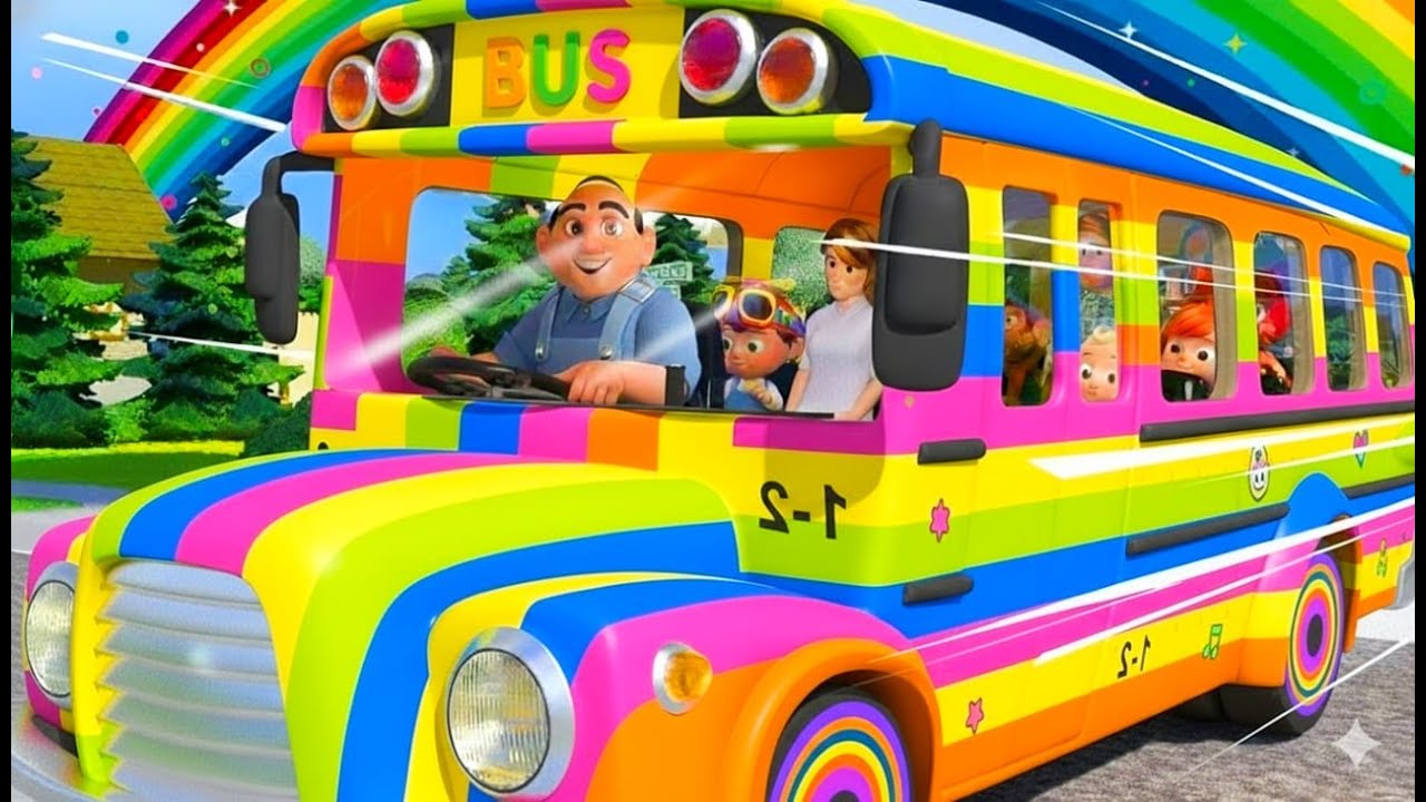 "🎶 The Colorful Bus Song: Wheels on the Bus Sing-Along! 🌈 Fun Rhymes ...