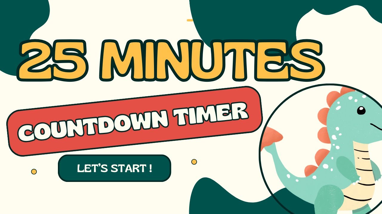 🦖 Dinosaur countdown timer from 25 minutes to zero in minutes and ...