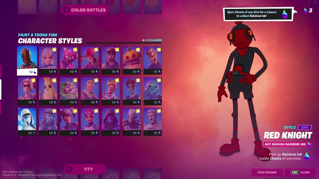 How to Unlock Character Styles For Toona Fish - Rainbow ink Location ...