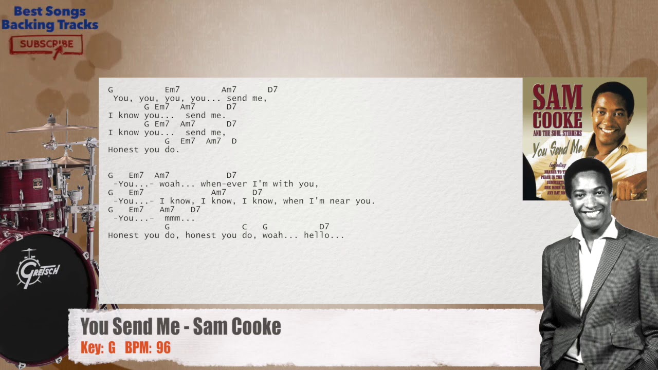 🥁 You Send Me - Sam Cooke Drums Backing Track with chords and lyrics ...