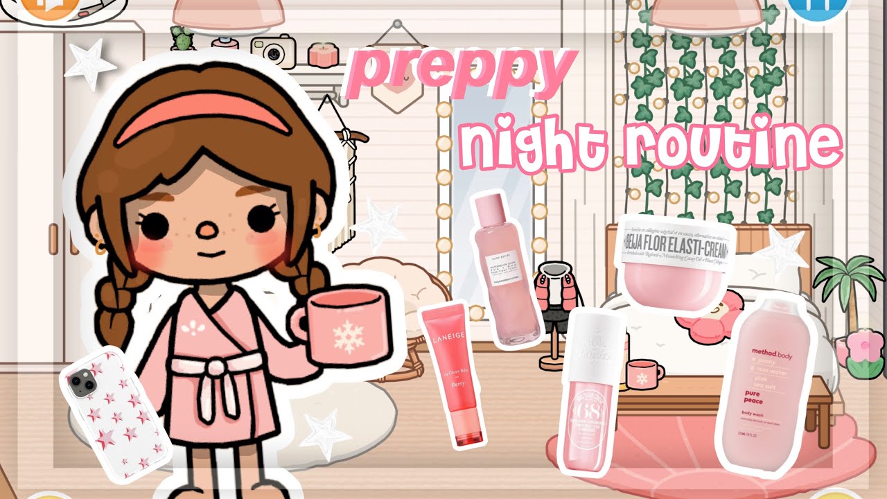 preppy night routine // aesthetic toca routines - YouTube